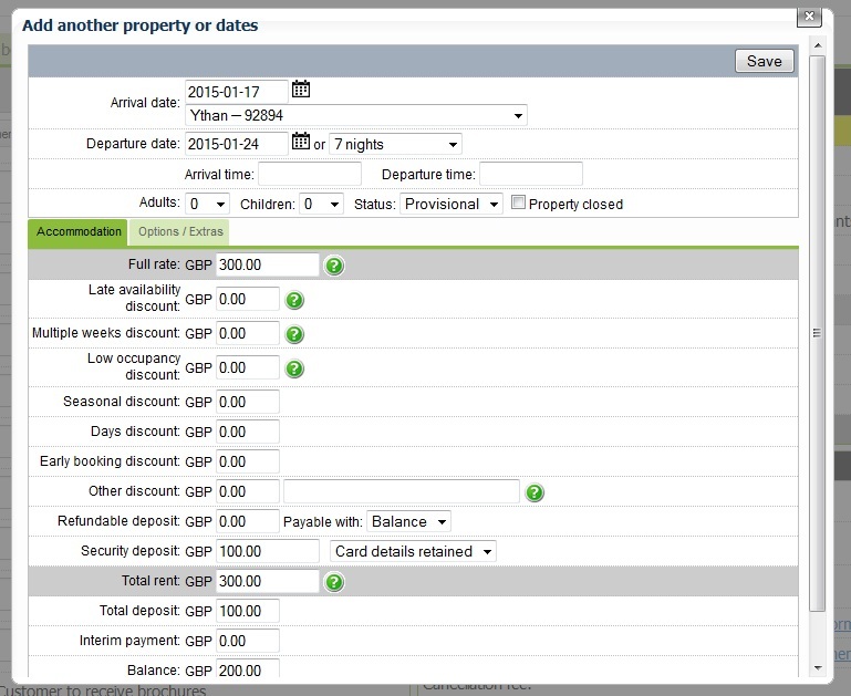 Adding properties to a booking | Booking software | SuperControl